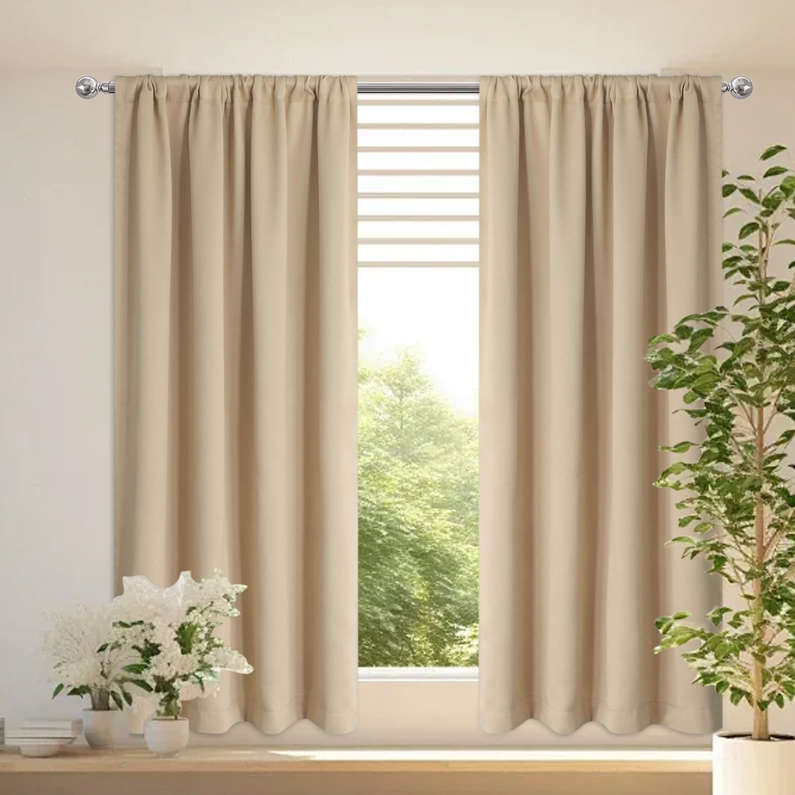 IMossad Short Blackout Curtains 45 Inches Length - Rod Pocket Room ...