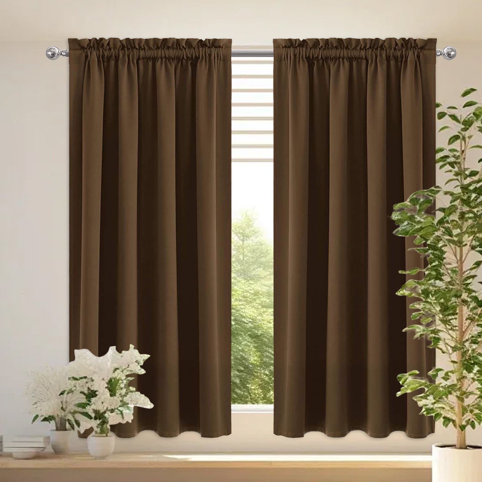 IMossad Short Blackout Curtains 45 Inches Length - Rod Pocket Room ...