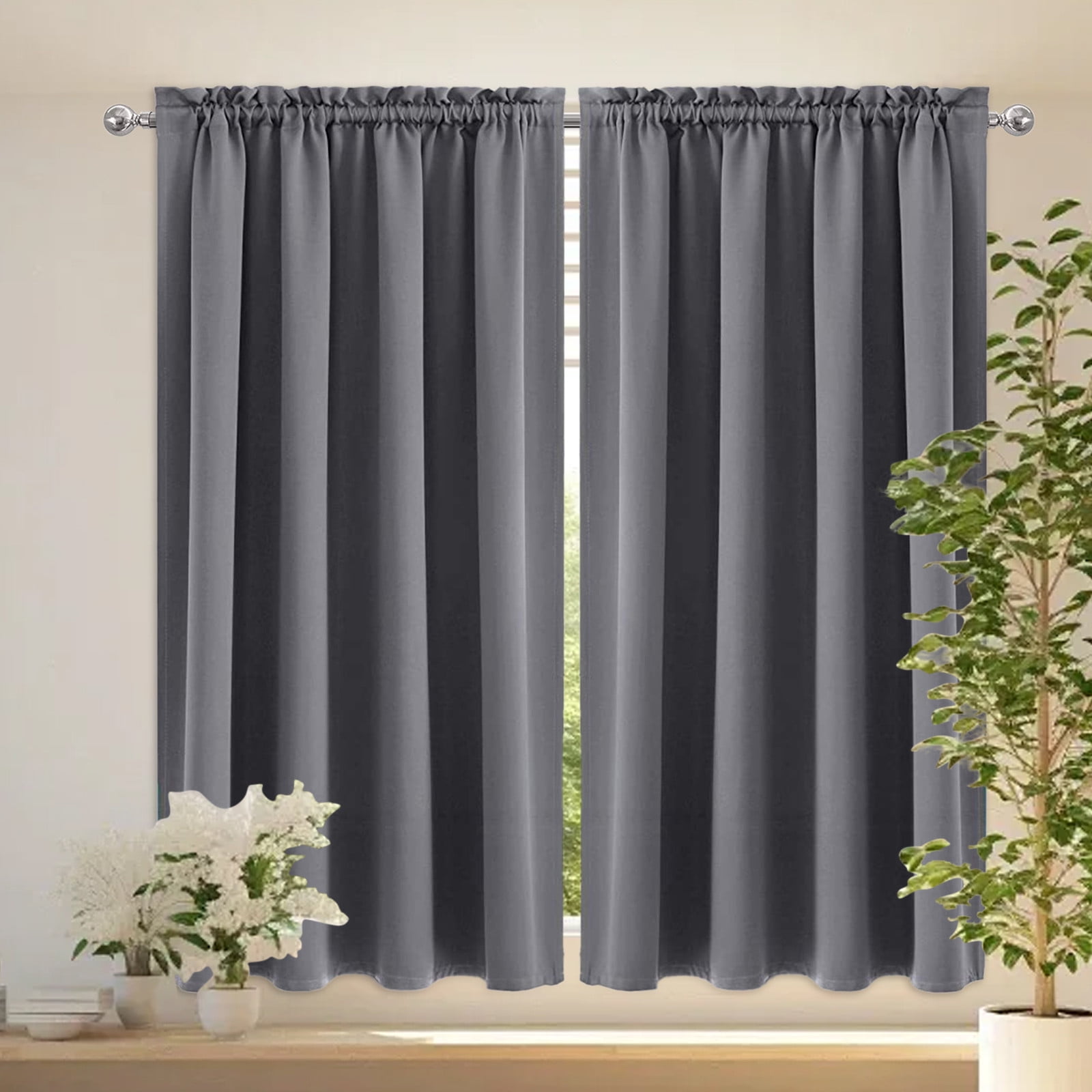 IMossad Short Blackout Curtains 45 Inches Length - Rod Pocket Room ...