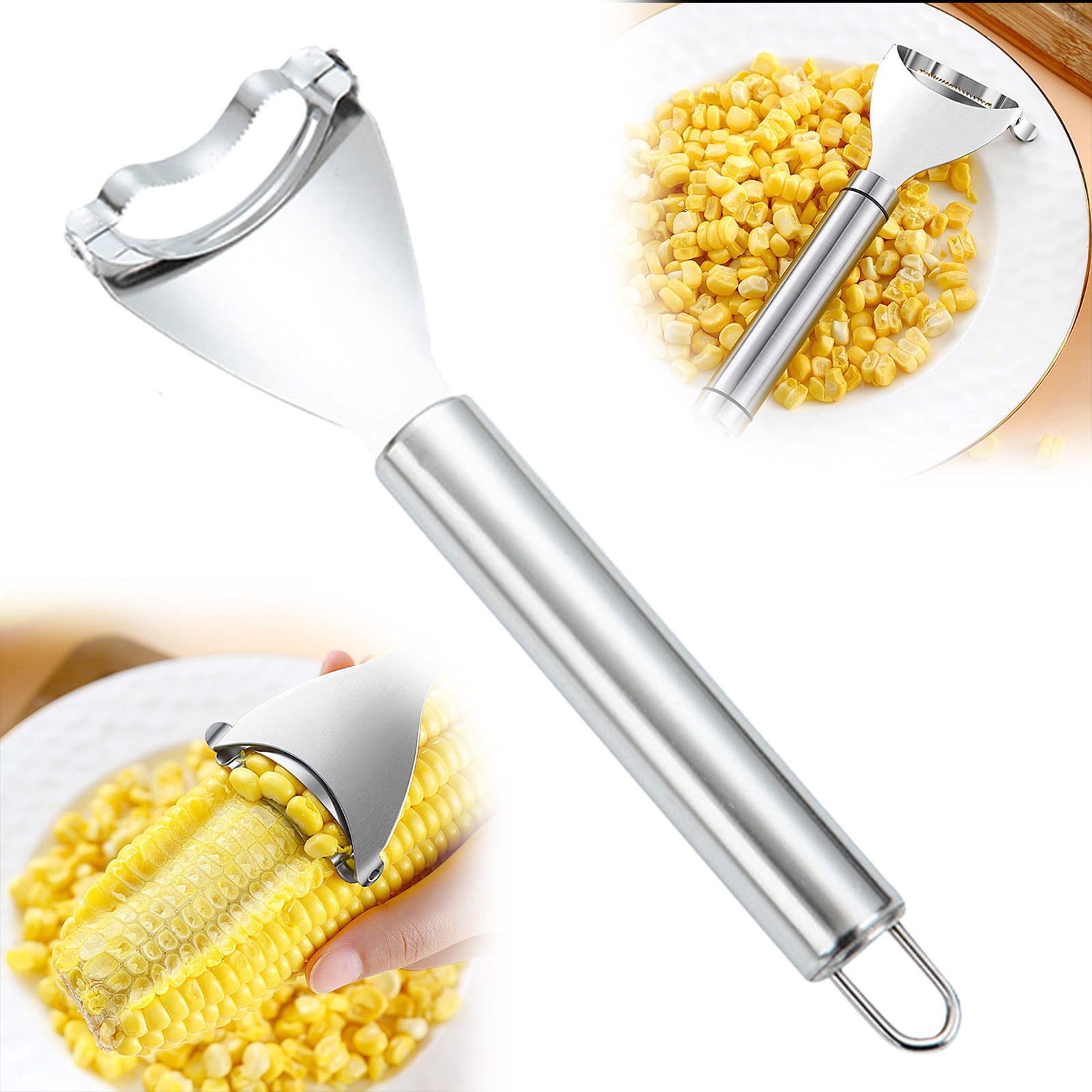 IMossad Stainless Steel Corn Peeler Tool, Ergonomic Corn Cob Stripper and Kernel Remover, Easy ...