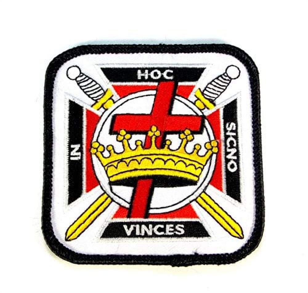 IN HOC SICNO VINCES Cross Crown Sword Mason Embroidered Patch Iron Sew ...