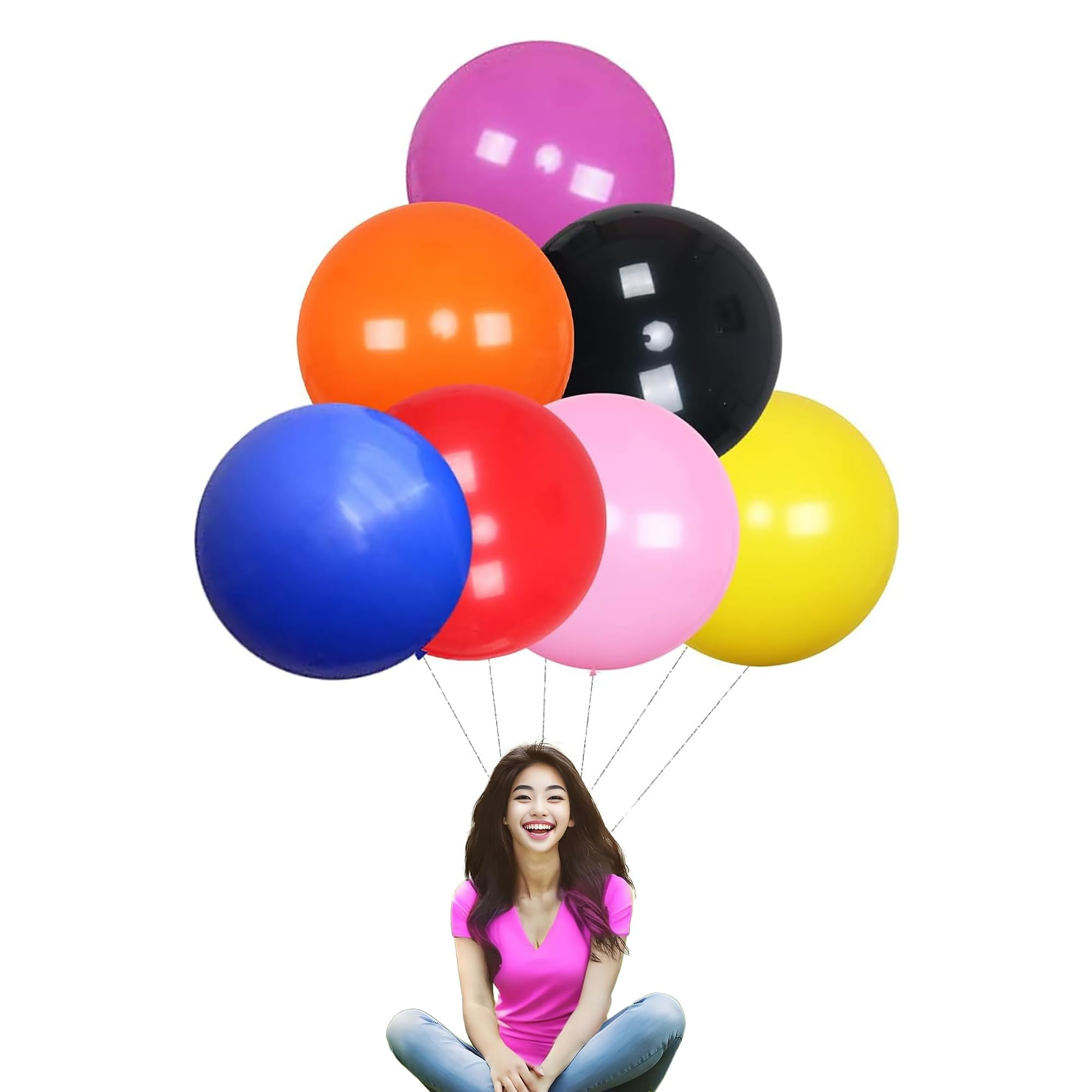 IN-JOOYAA 24 Inch Balloons MSF2 Big Round Assorted Color Balloons 6Pcs ...