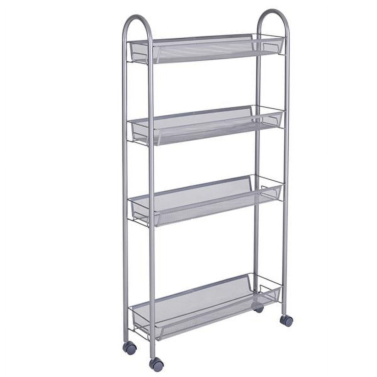 [IN STOCK] 4 Tier Slim Rolling Cart Kitchen Storage Organizer Mesh Wire ...
