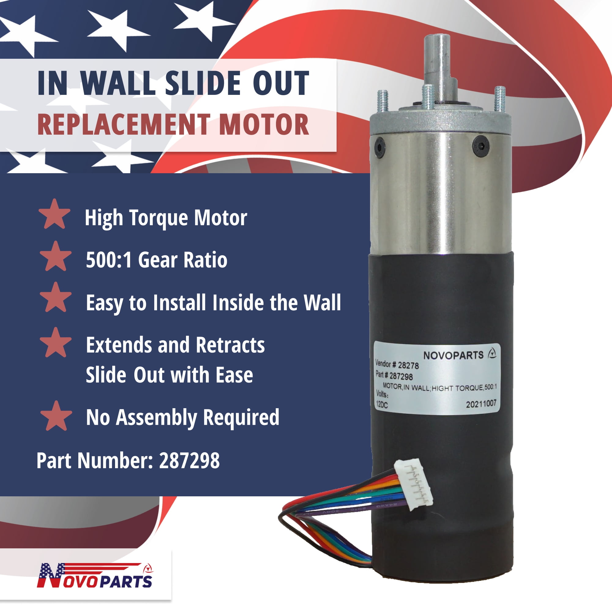 IN WALL SLIDE OUT MOTOR 287298 500:1 12VDC Compatible with Lippert ...