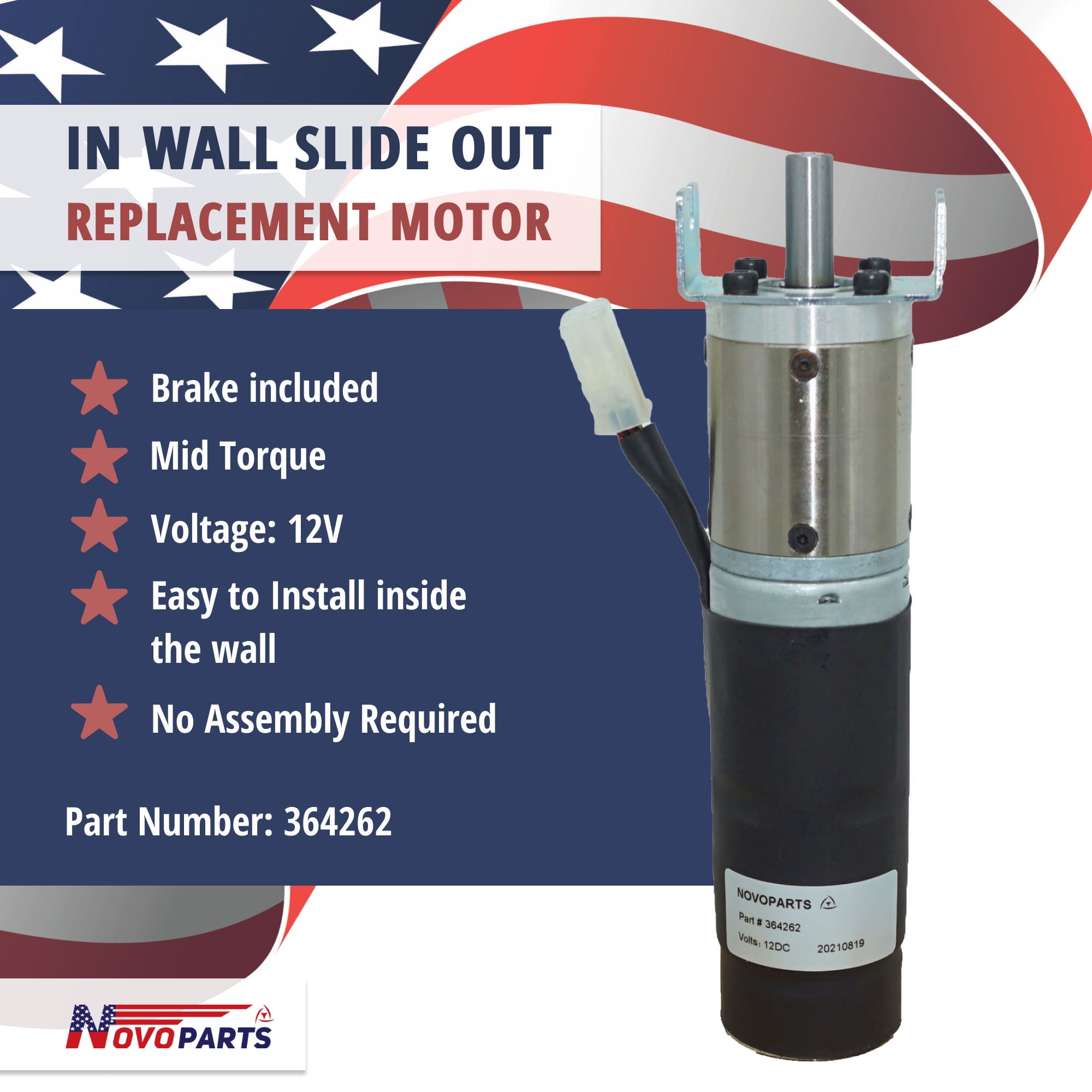 IN WALL SLIDE OUT MOTOR 364262 with Brake 42mm Mid Torque Compatible ...