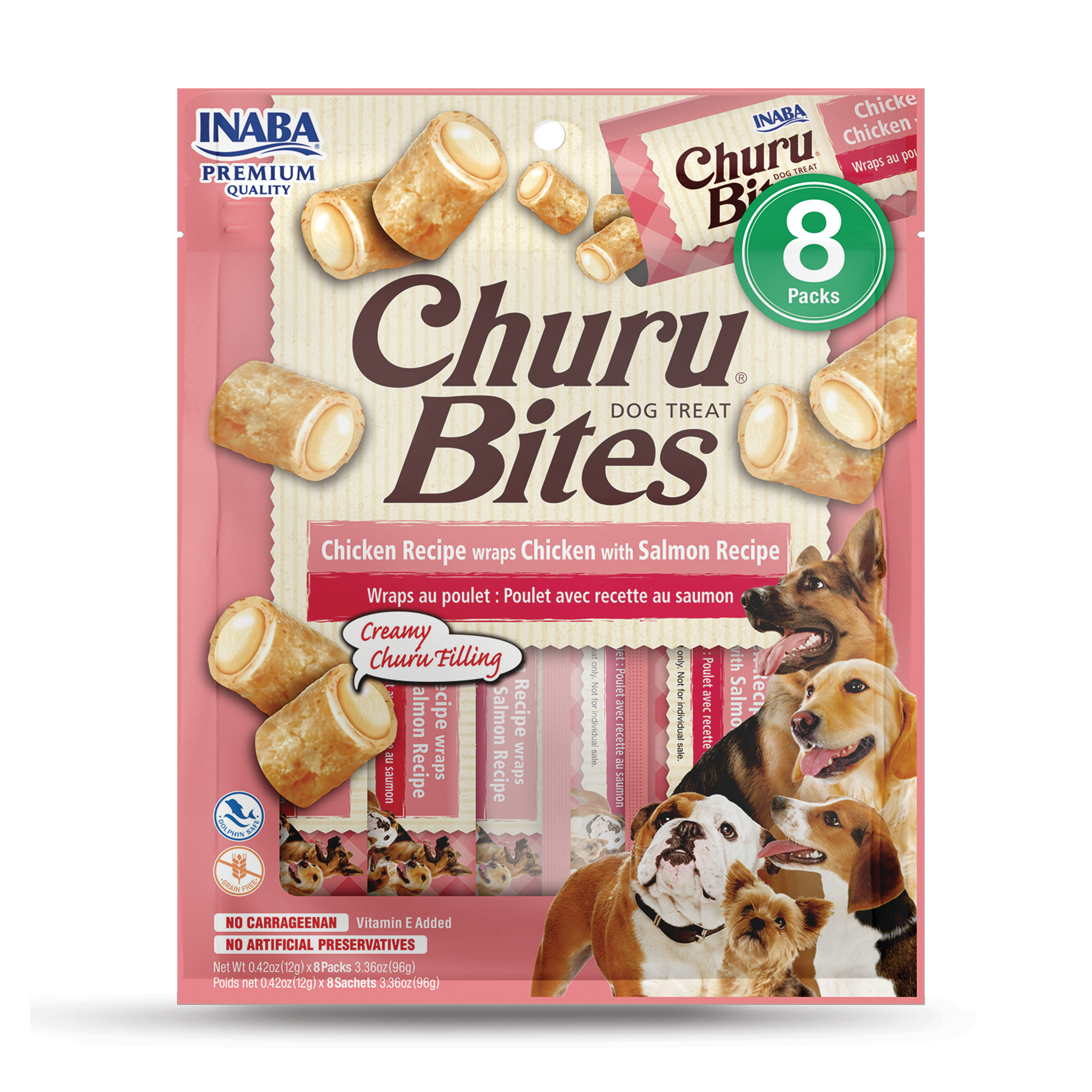 INABA Churu Bites for Dogs, Soft & Chewy Baked Chicken wrapped Churu ...