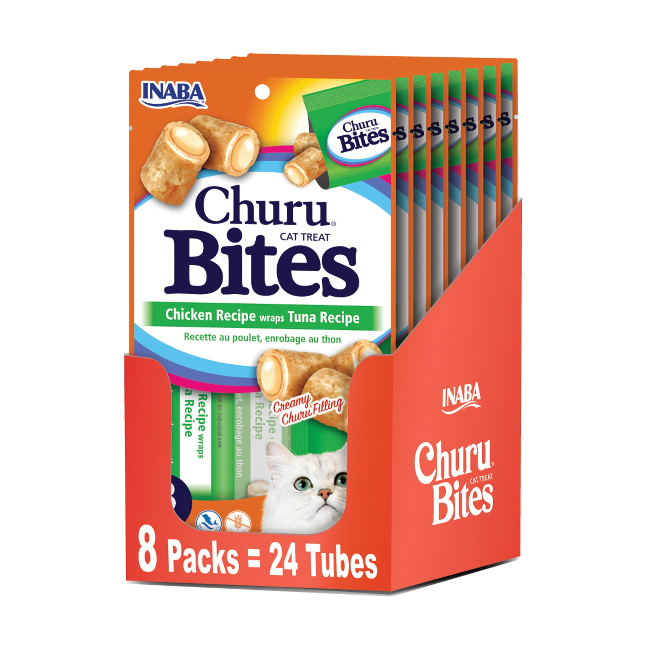 INABA Churu Bites, Soft Cat Treats, 0.35 oz Tube, 24 Tubes, Tuna ...