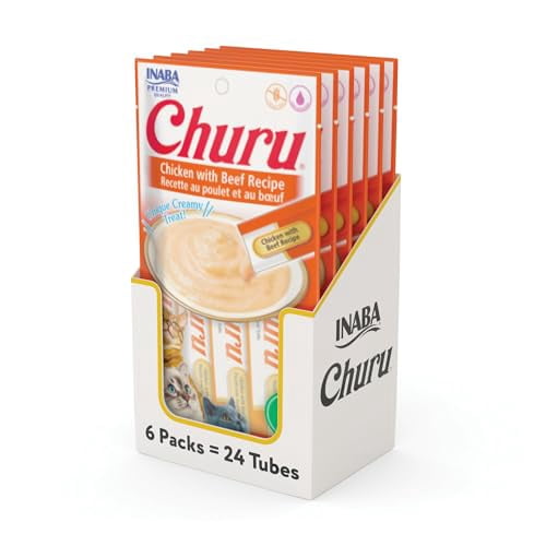 INABA Churu Cat Treats, Grain-Free, Lickable, Squeezable Creamy Purée ...