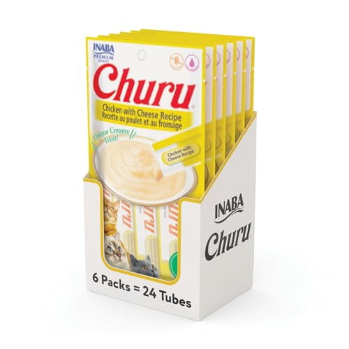 INABA Churu Cat Treats, Grain-Free, Lickable, Squeezable Creamy Purée ...