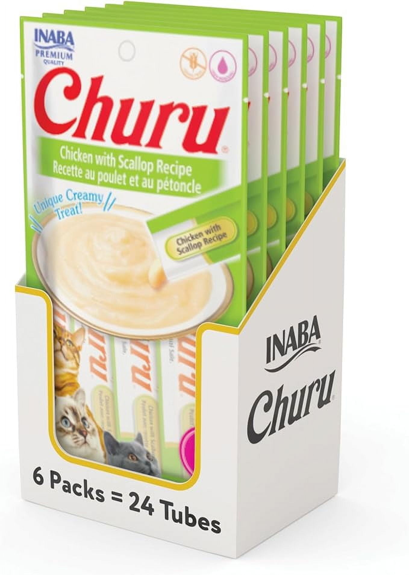 INABA Churu Cat Treats, Grain-Free, Lickable, Squeezable Creamy Purée Cat Treat/Topper with ...