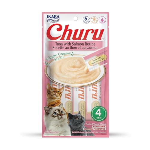 INABA Churu Cat Treats, Grain-Free, Lickable, Squeezable Creamy Purée ...