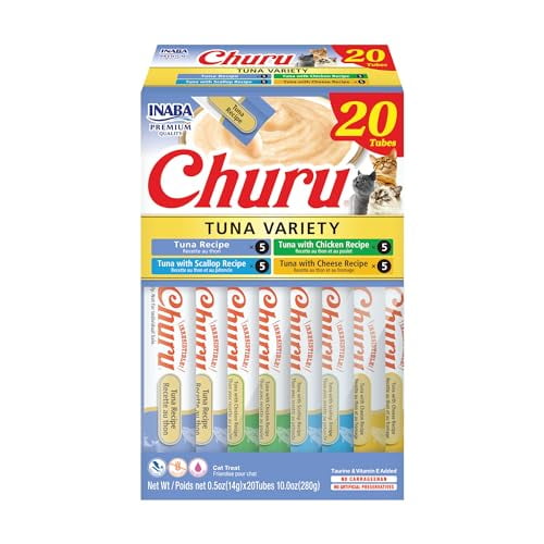 INABA Churu Cat Treats, Lickable, Squeezable Creamy Purée Cat Treat ...