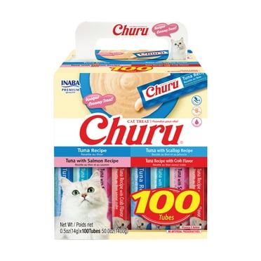 Inaba Salmon Churu Creamy, Lickable Purée Cat Treat, 0.5 oz Tube, 40 ...