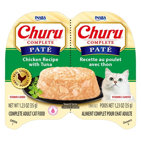 INABA Churu Complete Pate Wet Cat Food with Fish Oil, 1.23oz. per ...