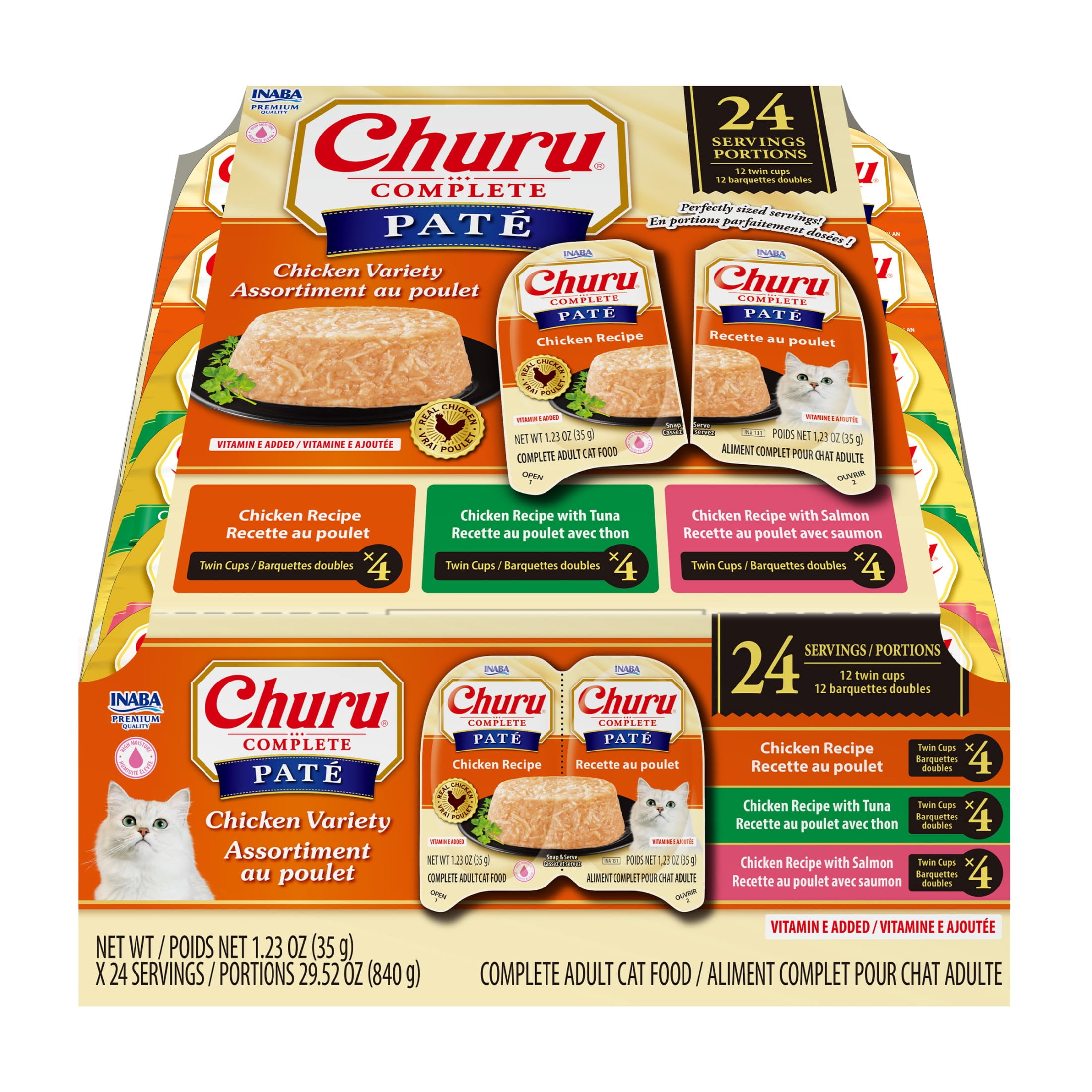 INABA Churu Complete Pate Wet Cat Food with Fish Oil, 2.46oz. Cup, 12 ...