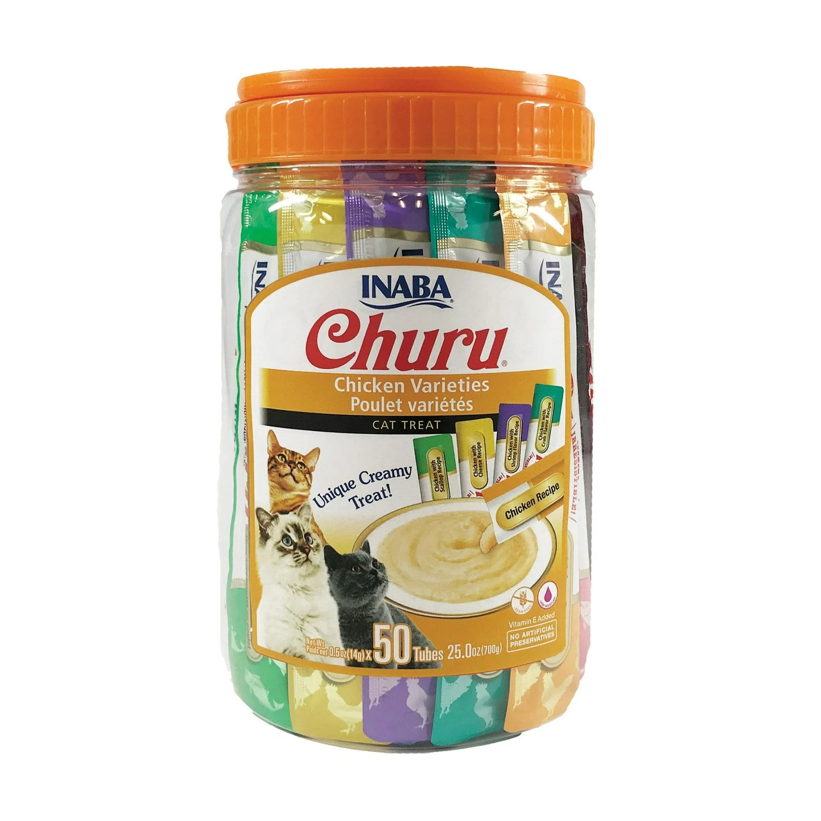 INABA Churu Creamy, Lickable Purée Cat Treat Taurine, 0.5 oz 50 Tubes, Chicken - Walmart.com