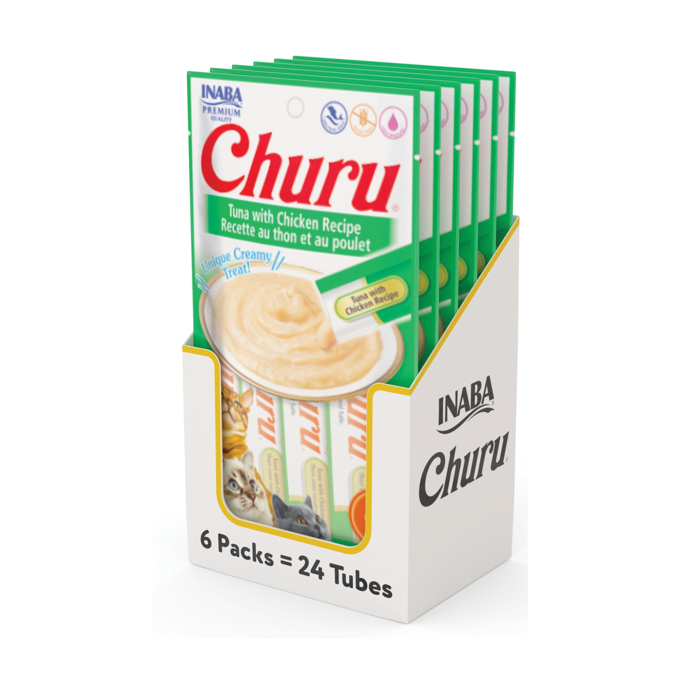 INABA Churu Creamy, Lickable Purée Cat Treat with Taurine, 0.5 oz, 24 ...