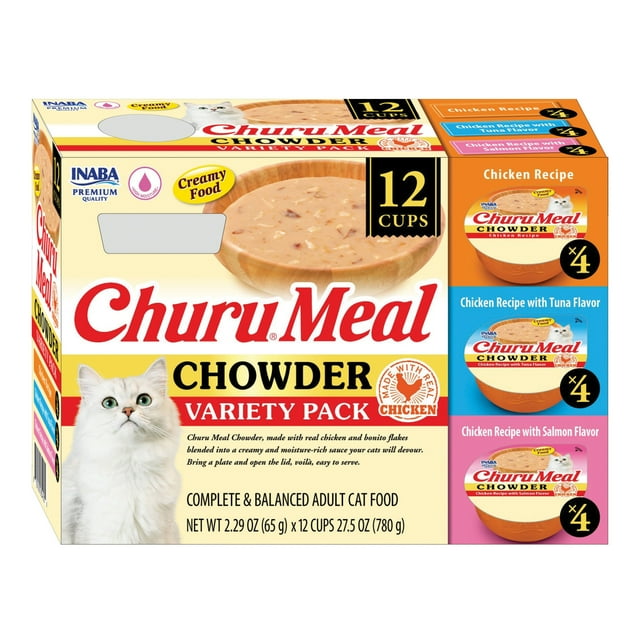 INABA Churu Meal Chowder Adult Wet Cat Food, 2.29 oz cup, 12-count ...