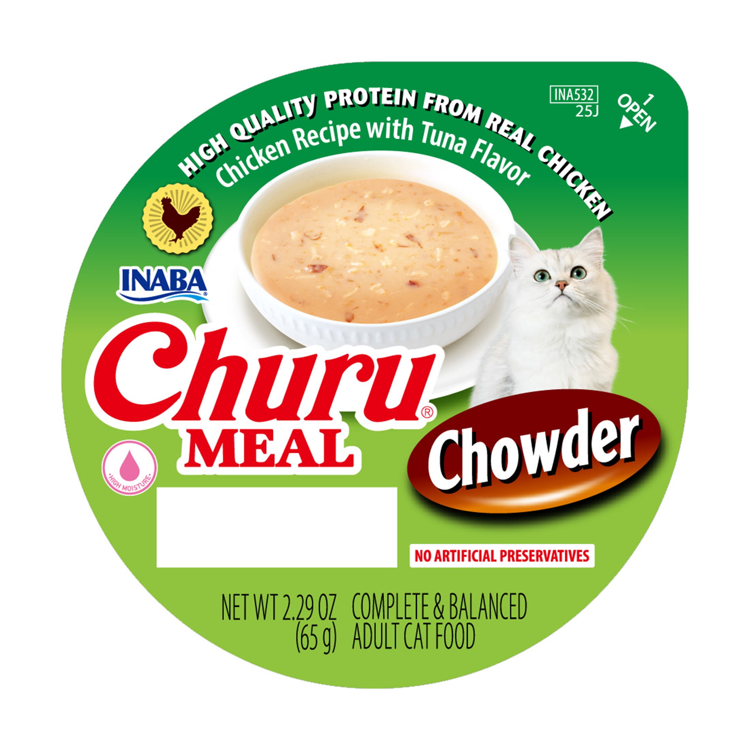 INABA Churu Meal Chowder Adult Wet Cat Food, 2.29 oz cup, Chicken ...