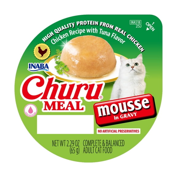INABA Churu Meal Mousse Adult Wet Cat Food, 2.29 oz cup, 12-count ...
