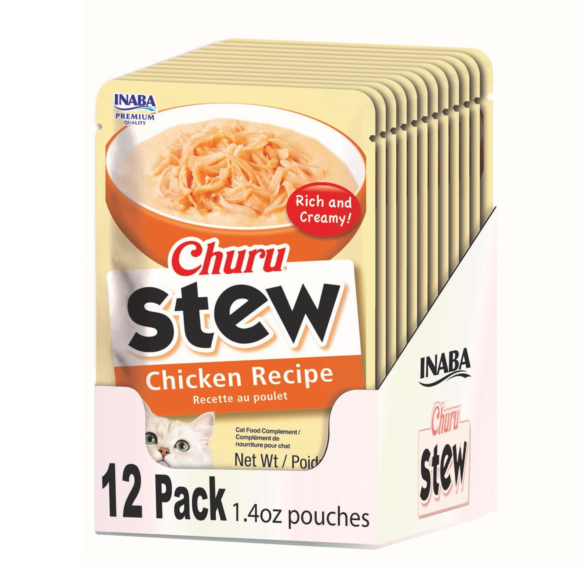 INABA Churu Stew for Cats, Creamy Broth GelÃ©e with Shredded Chicken ...