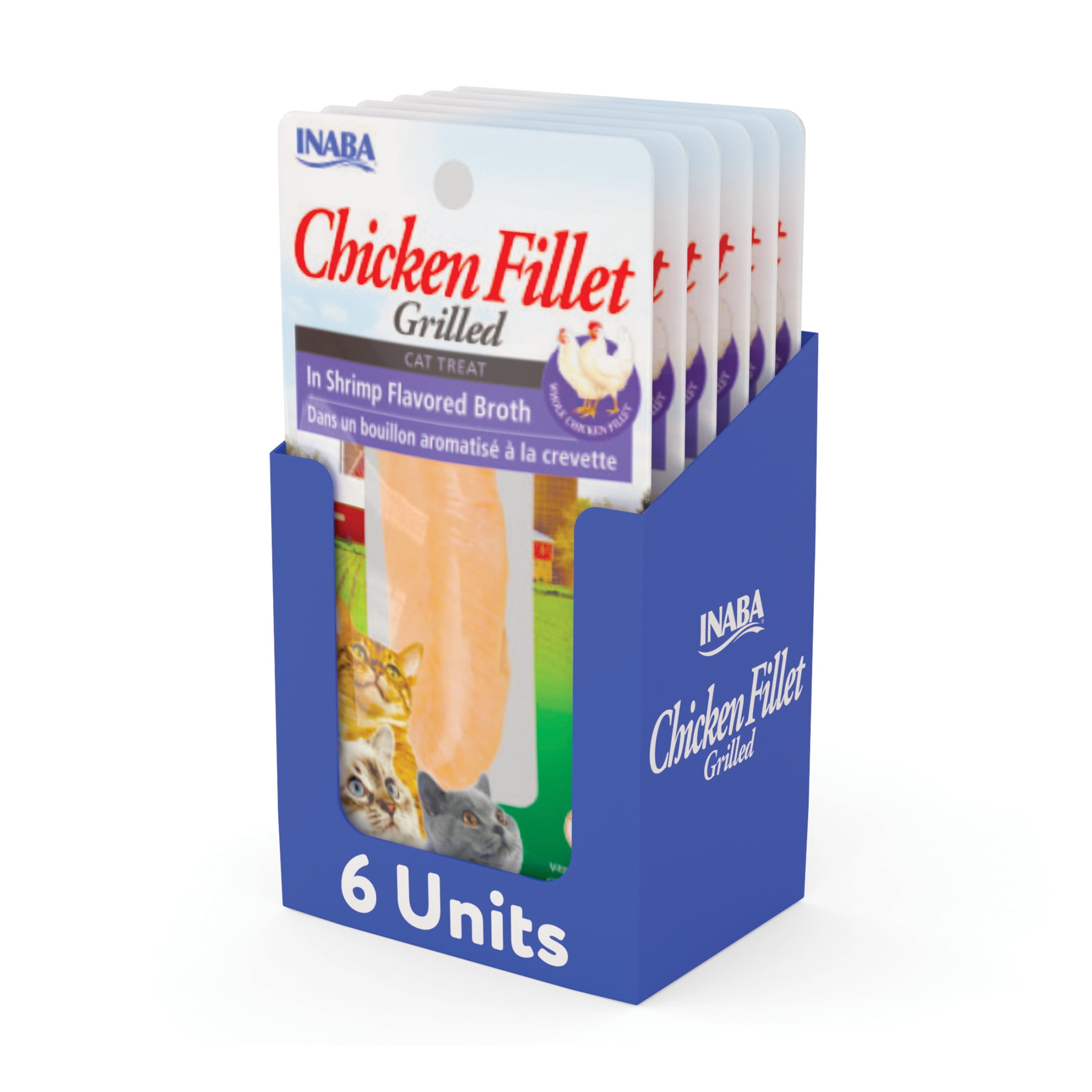 INABA Premium Hand-Cut Grilled Chicken Fillet Cat Treats w Vitamin E, 0 ...