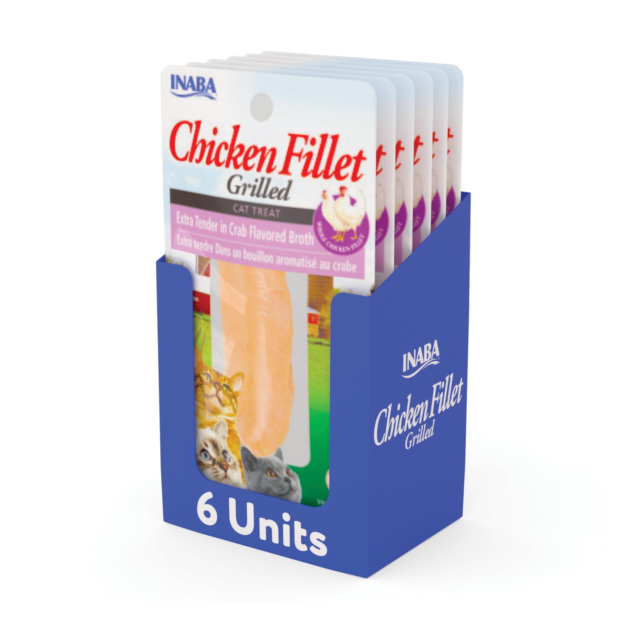 INABA Premium Hand-Cut Grilled Chicken Fillet Cat Treats w Vitamin E, 0 ...