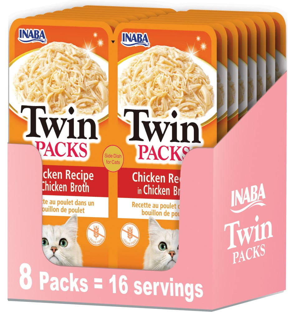 INABA Twin Packs for Cats, Chicken/Gelée Topper, 1.4 oz/srv, 16 srvs ...