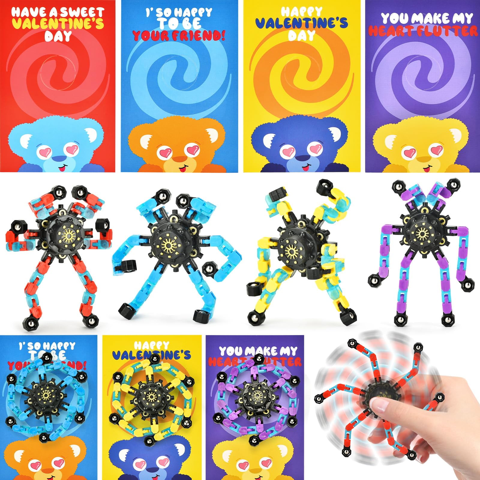 INACORN 28 Pack Transformable Fidget Spinners, Funny Sensory Fidget ...