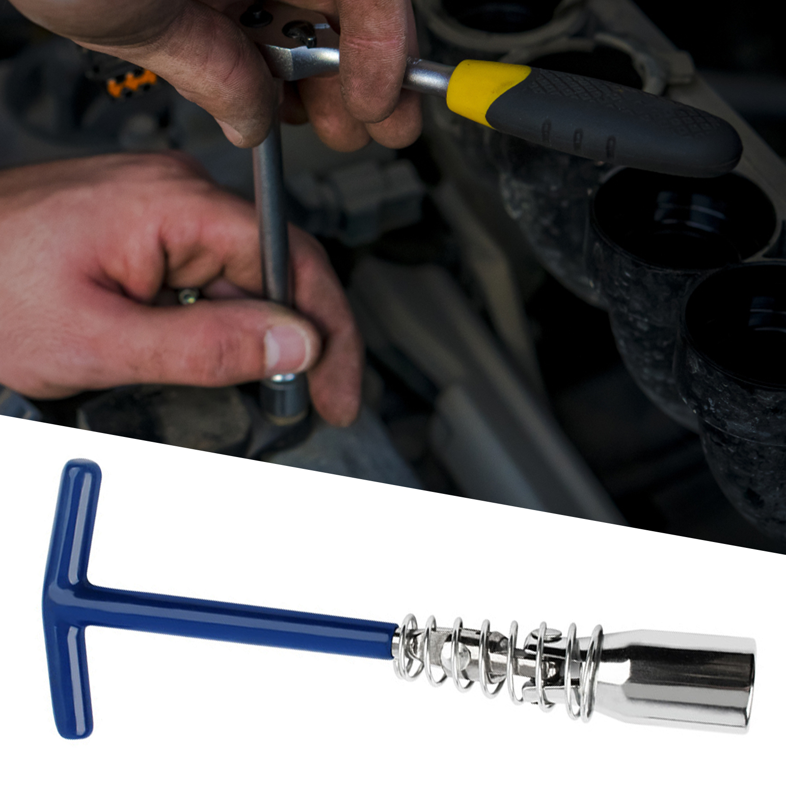 INC Car Universal T-Handle Dual Use Spark Plug Wrench 16mm+21mm Torsion ...