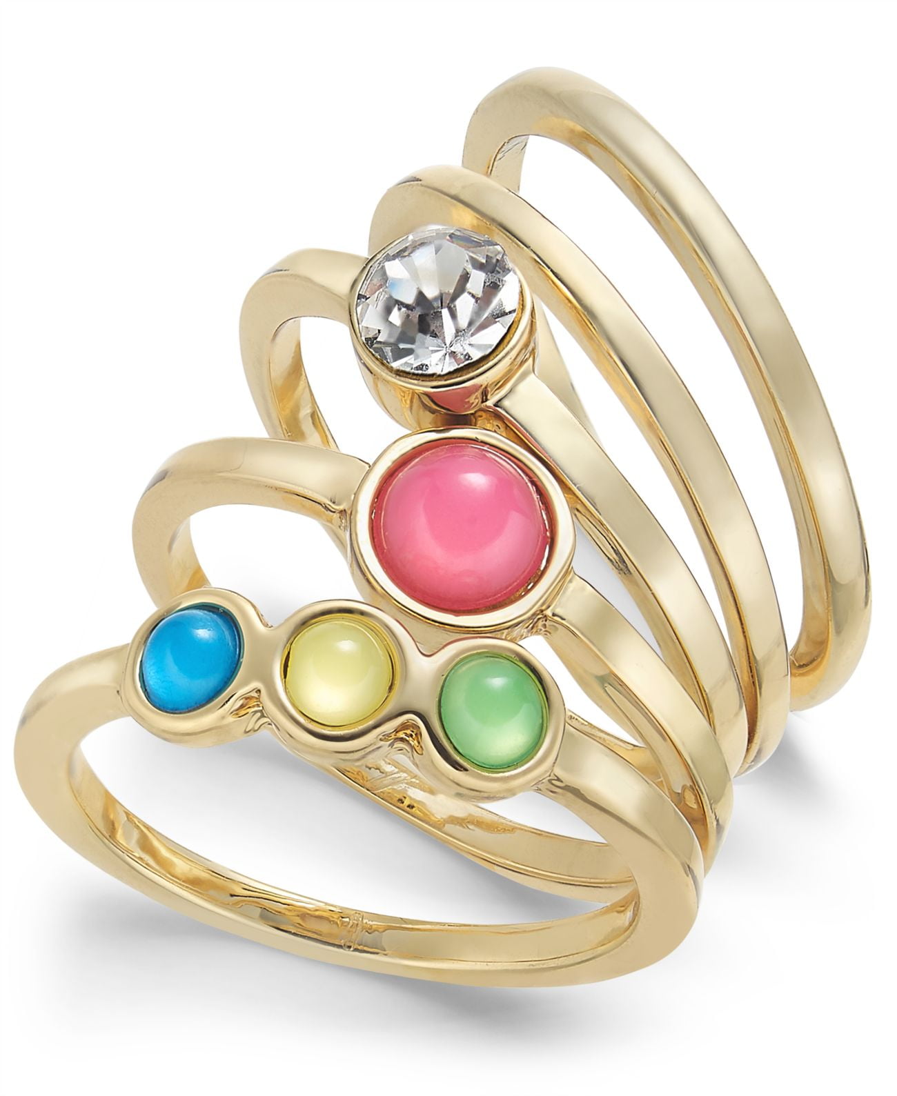 INC International Concepts Gold-Tone 5-Pc. Set Crystal & Stone Stack ...