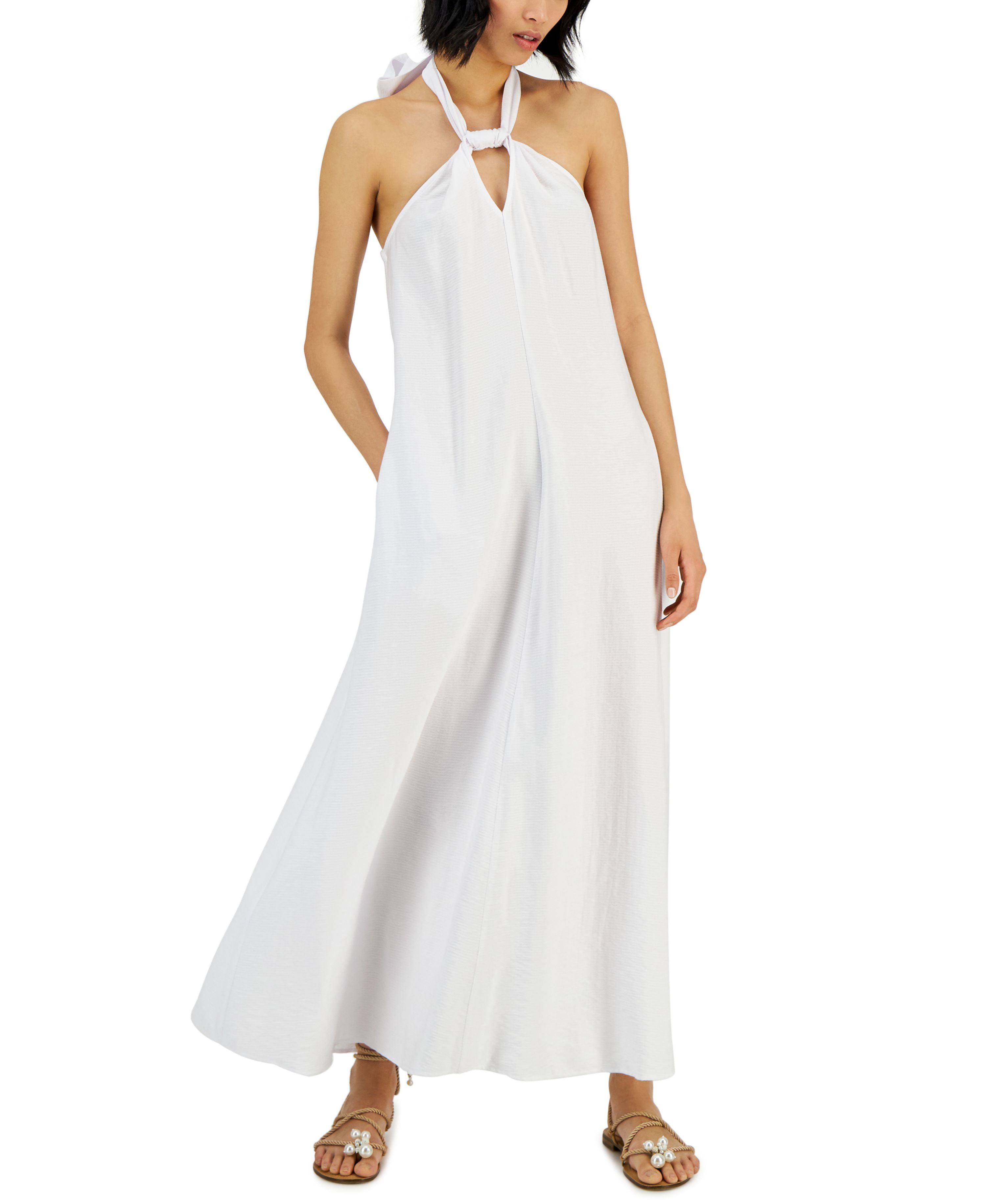 INC International Concepts Halter Maxi Dress Bright White S - Walmart.com