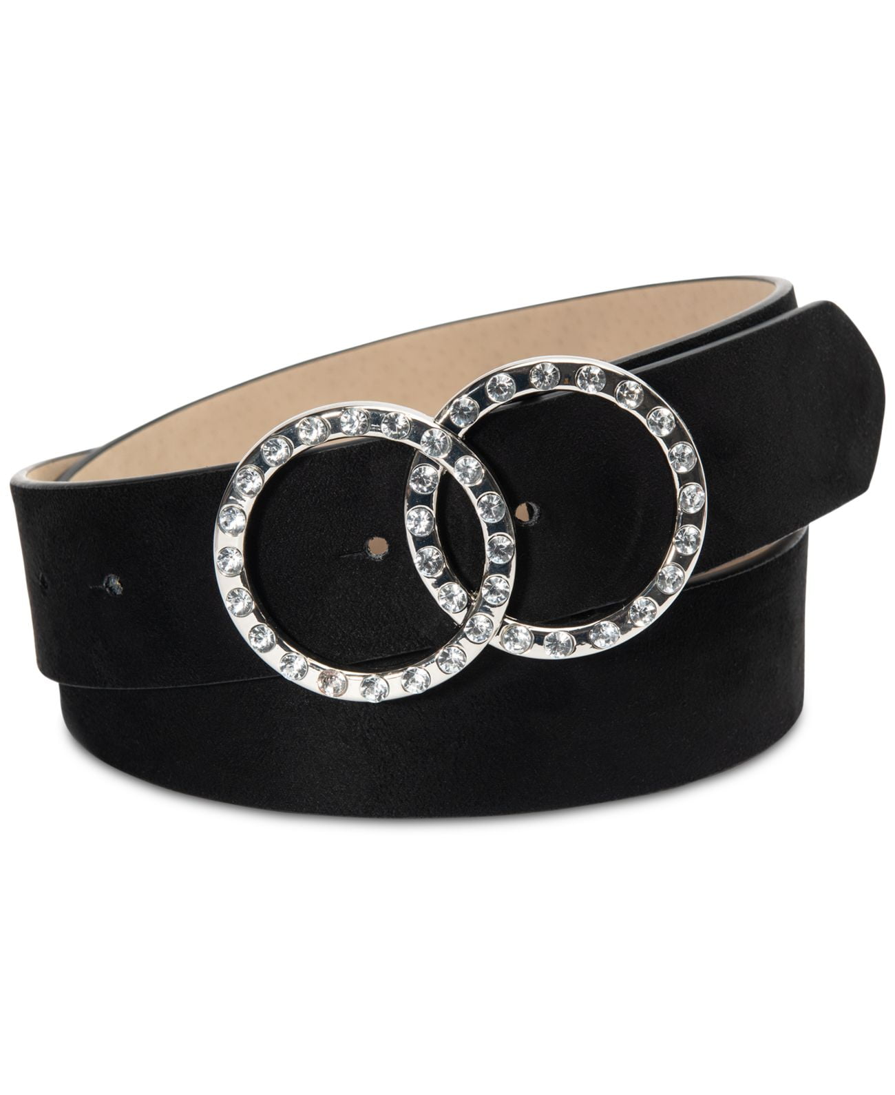 INC International Concepts Women’s Rhinestone Double-Circle Belt, Black ...
