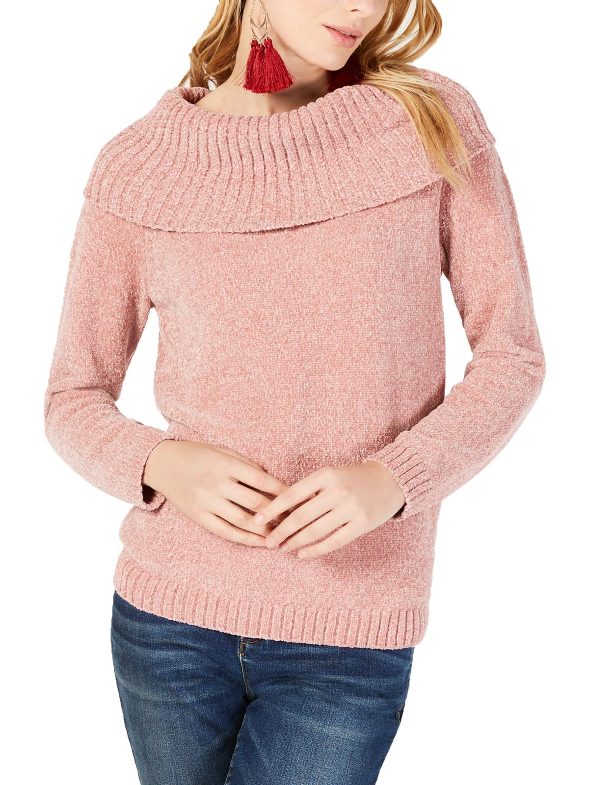 INC International Concepts Women's Chenille Cowl-Neck Sweater (S, Rose ...