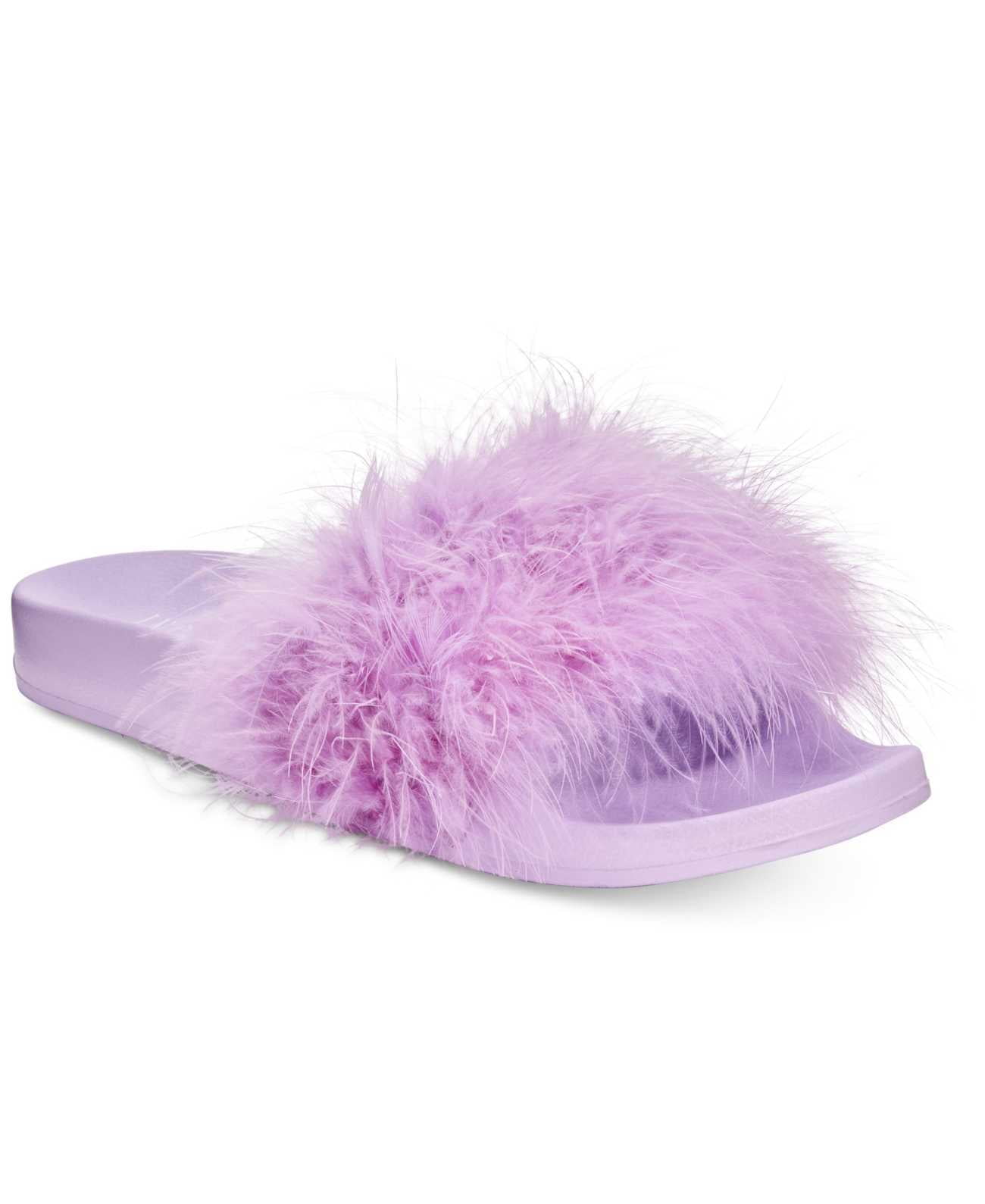 INC International Concepts Women’s Faux-Marabou Slide Slippers – Pastel ...