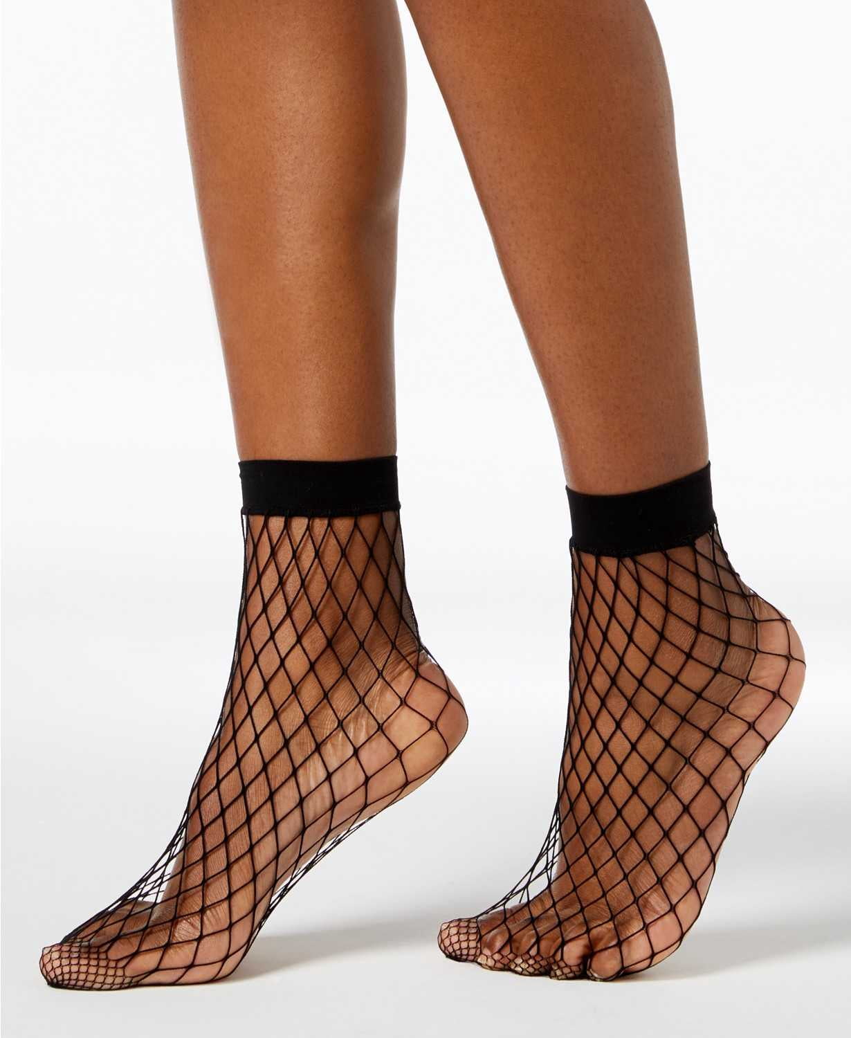 INC International Concepts Women’s Fishnet Ankle Socks, Black, 9-11 ...