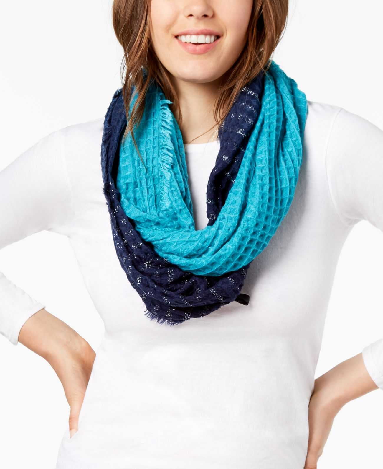 I-N-C Womens Ombre Waffle Loop Scarf, Blue, One Size - Walmart.com