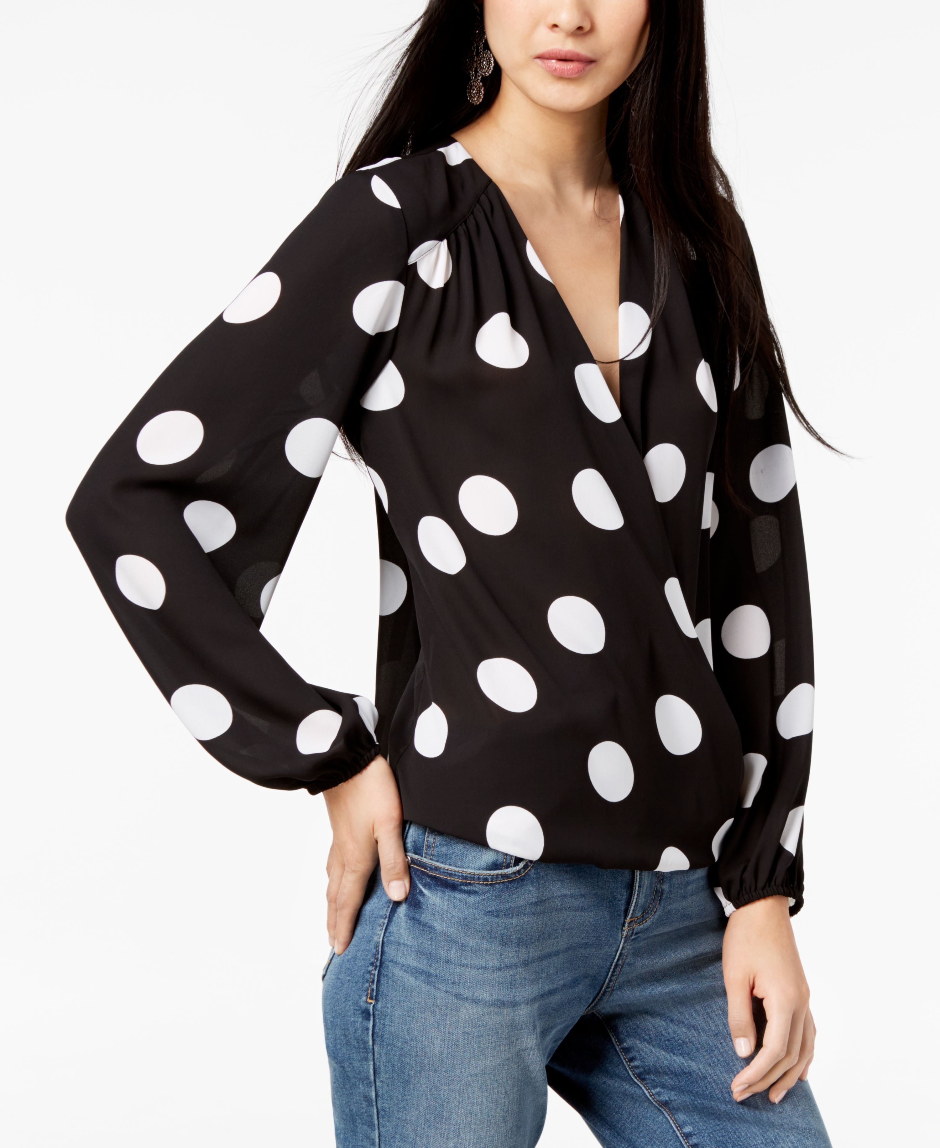 INC International Concepts Surplice Top Sprinkle Dot L - Walmart.com