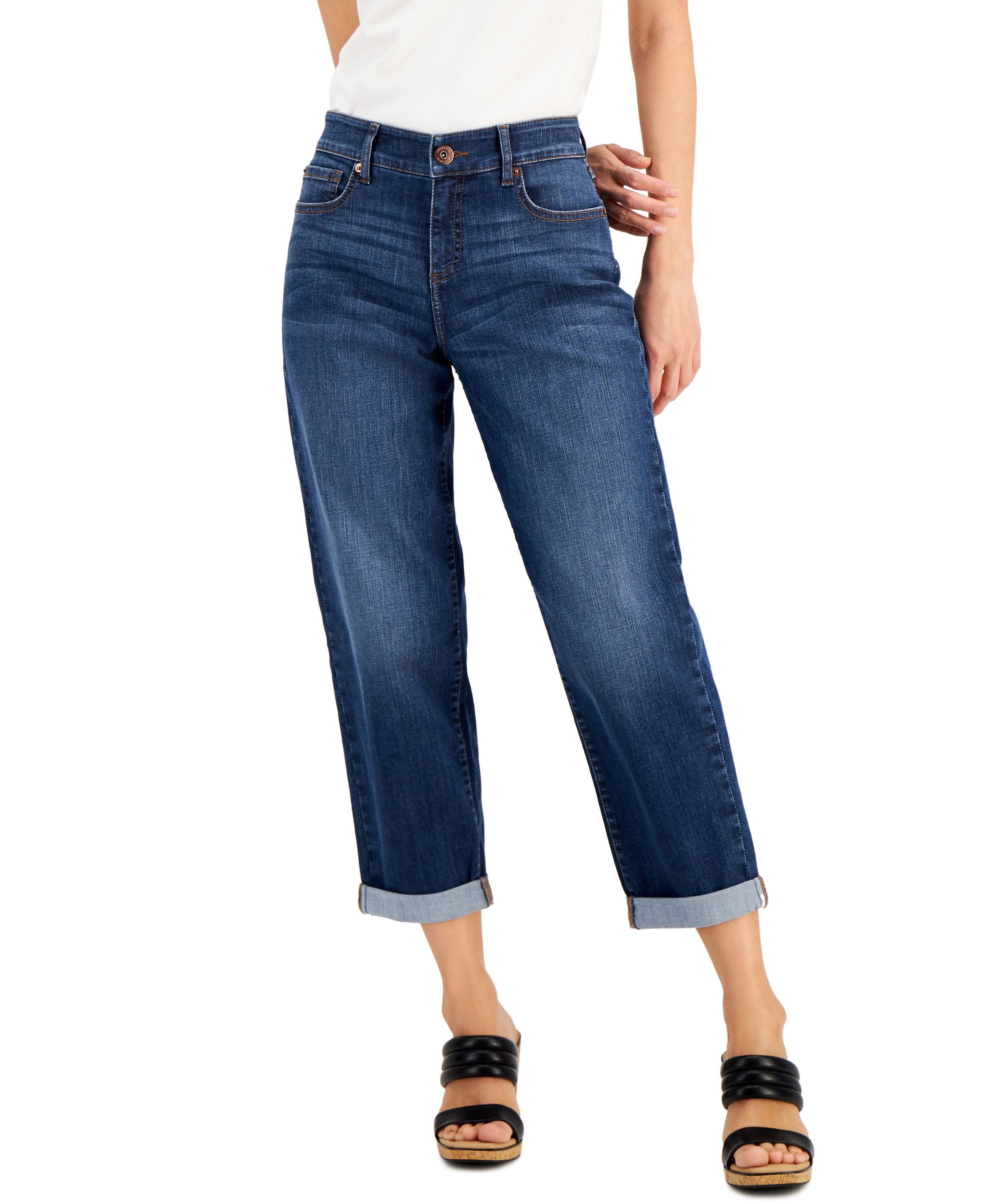 INC International Concepts Womens High Rise Cuffed Boyfriend Jeans ...