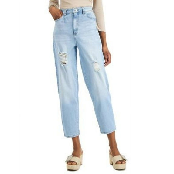 INC International Concepts Womens High Rise Ripped Mom Jeans Light ...