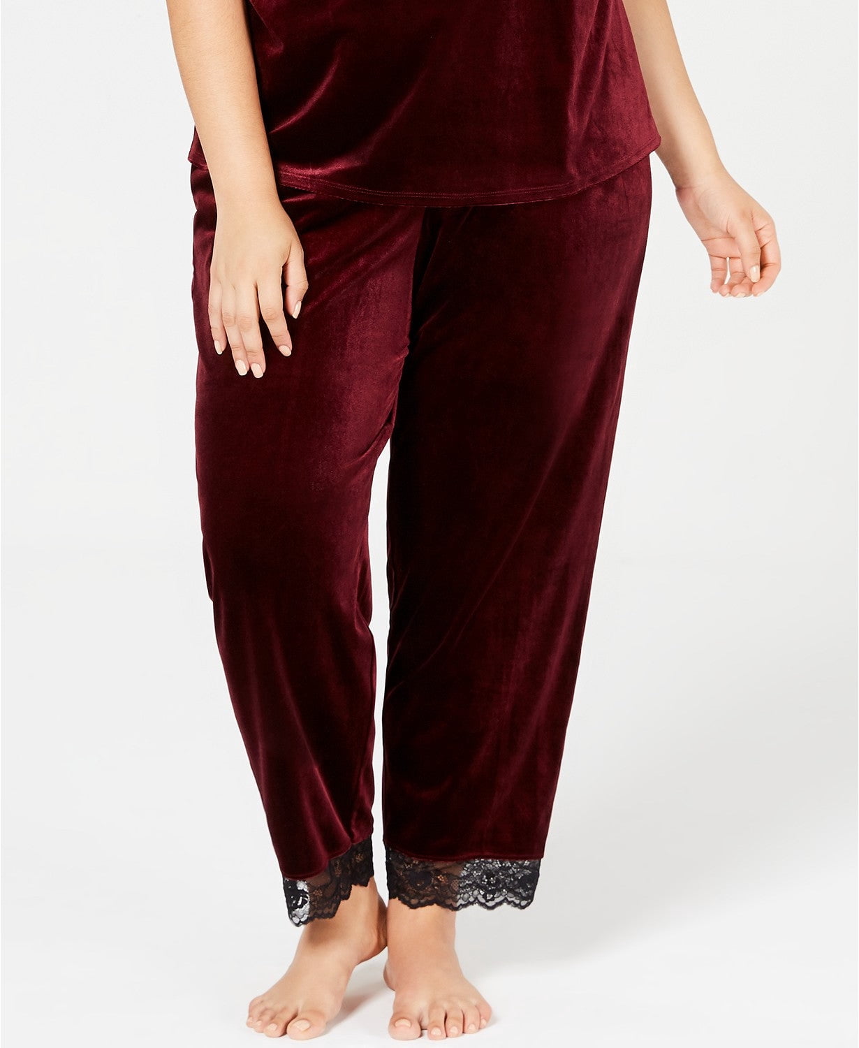 INC International Concepts Womens Plus Size Lace Trim Velvet Pajama ...