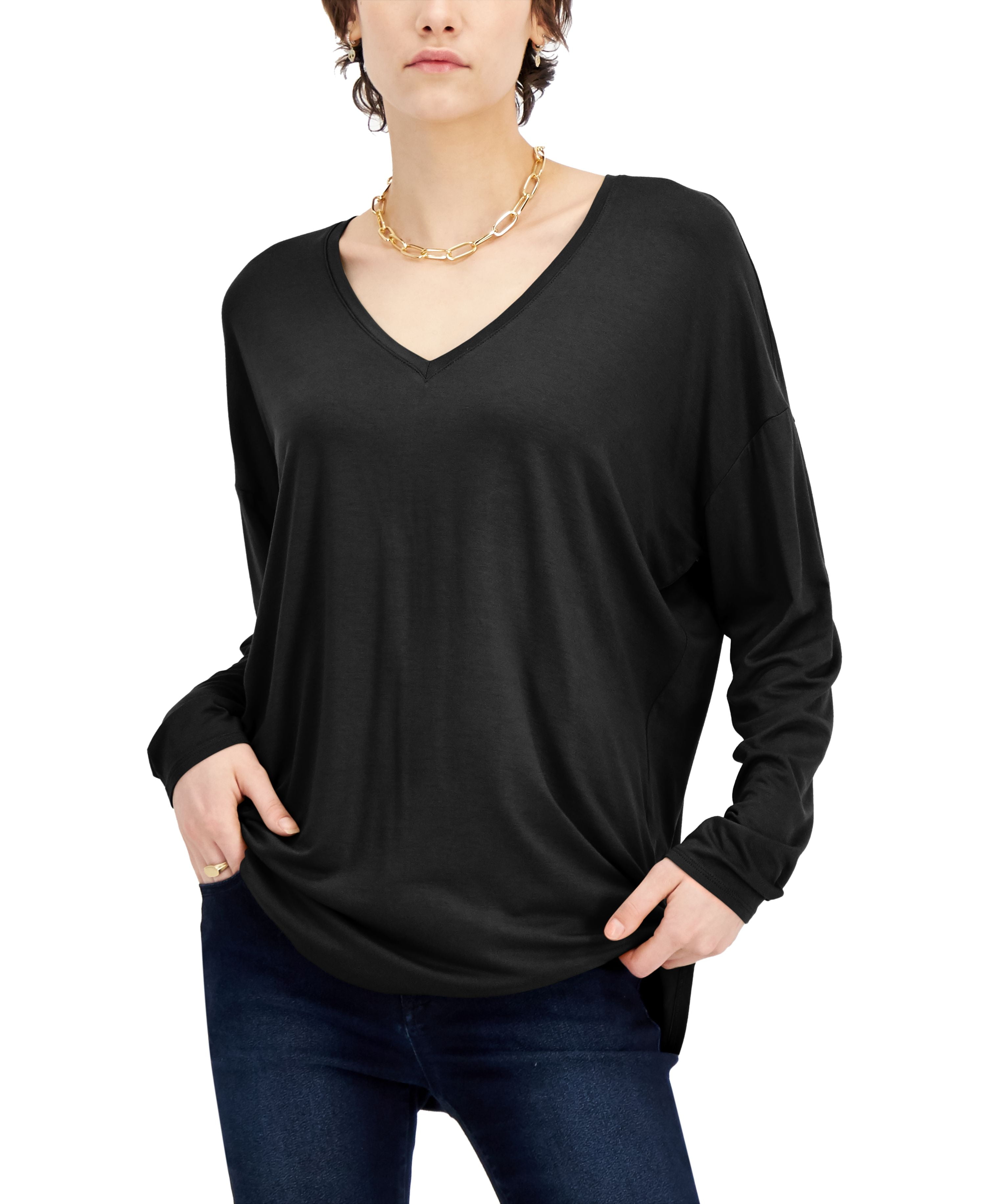 INC International Concepts Womens V Neck Tunic Deep Black XL - Walmart.com