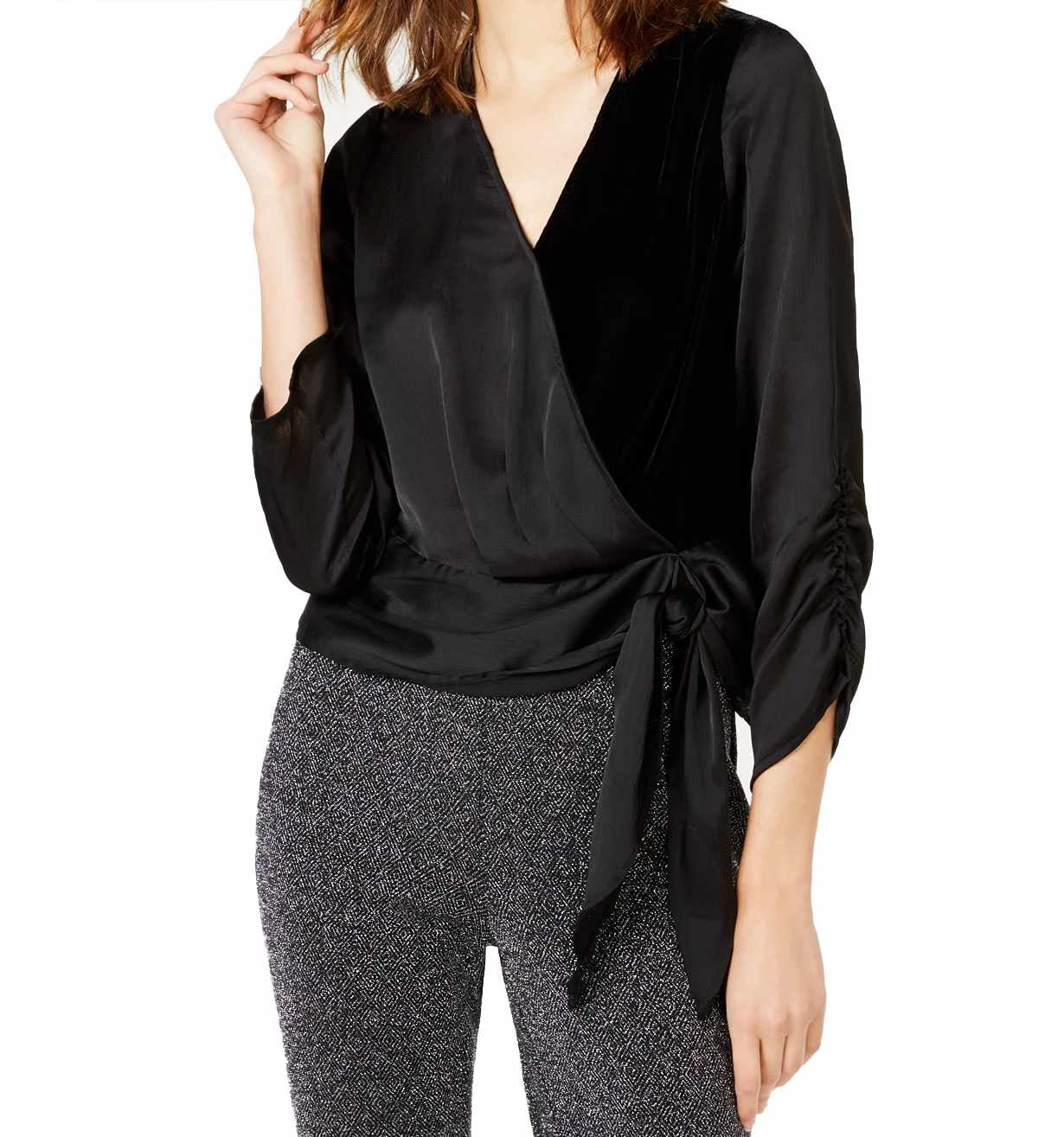 INC International Concepts Womens Velvet Wrap Top - Walmart.com
