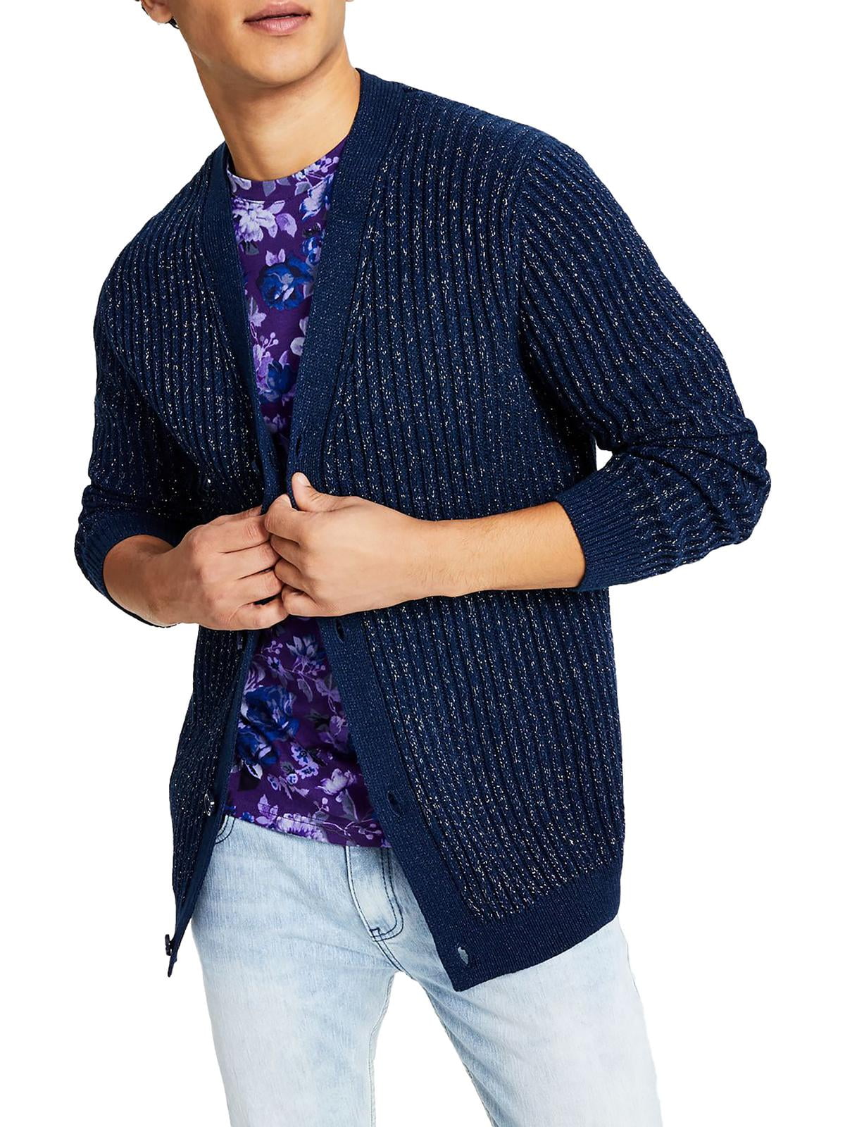 INC Mens Metallic V-Neck Cardigan Sweater - Walmart.com