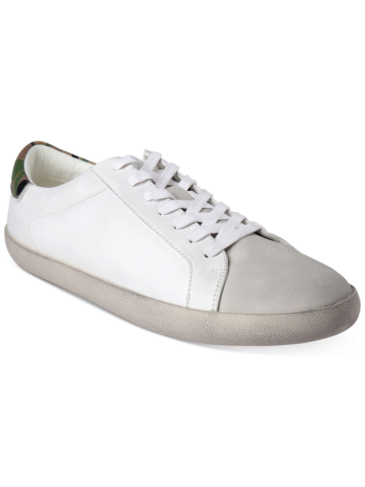 INC Mens White Mixed Media Padded Damon Round Toe Lace-Up Sneakers ...