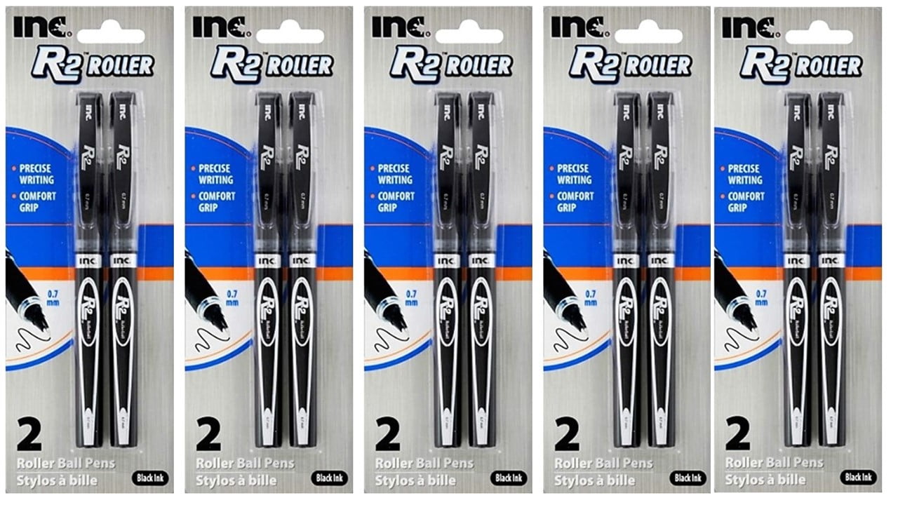 INC R-2 Precision Tip Rollerball Pens, Black Ink, 5 Packs, 10 Pens ...