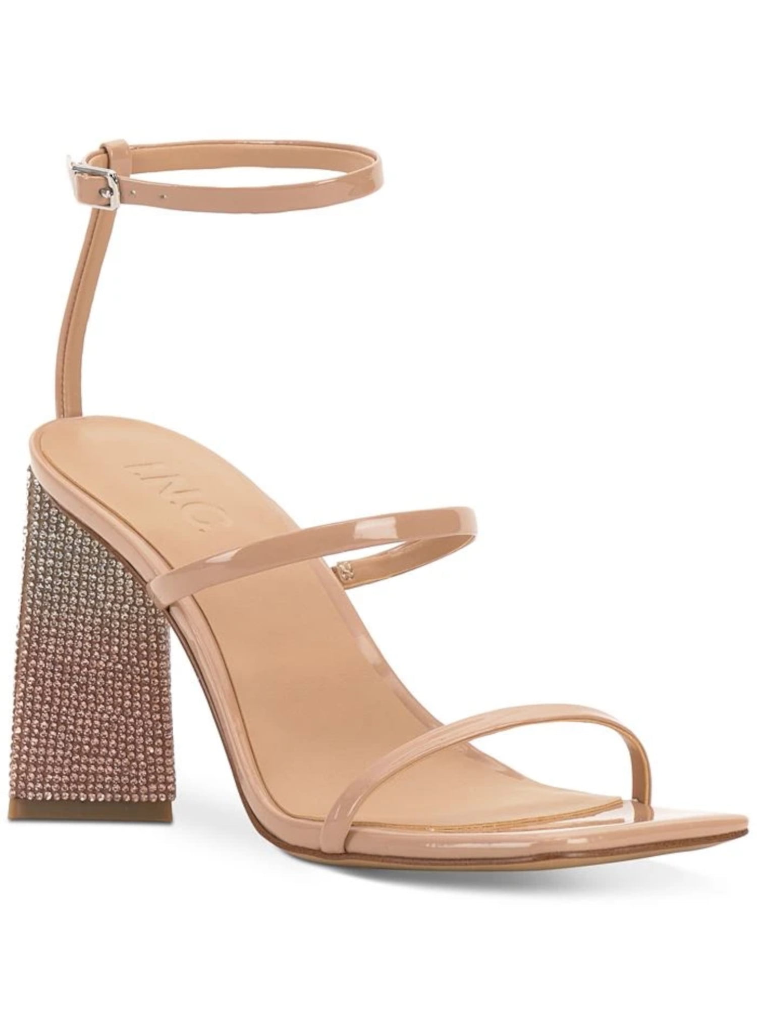 INC Womens Beige Embellished Adjustable Bixa Square Toe Block Heel ...