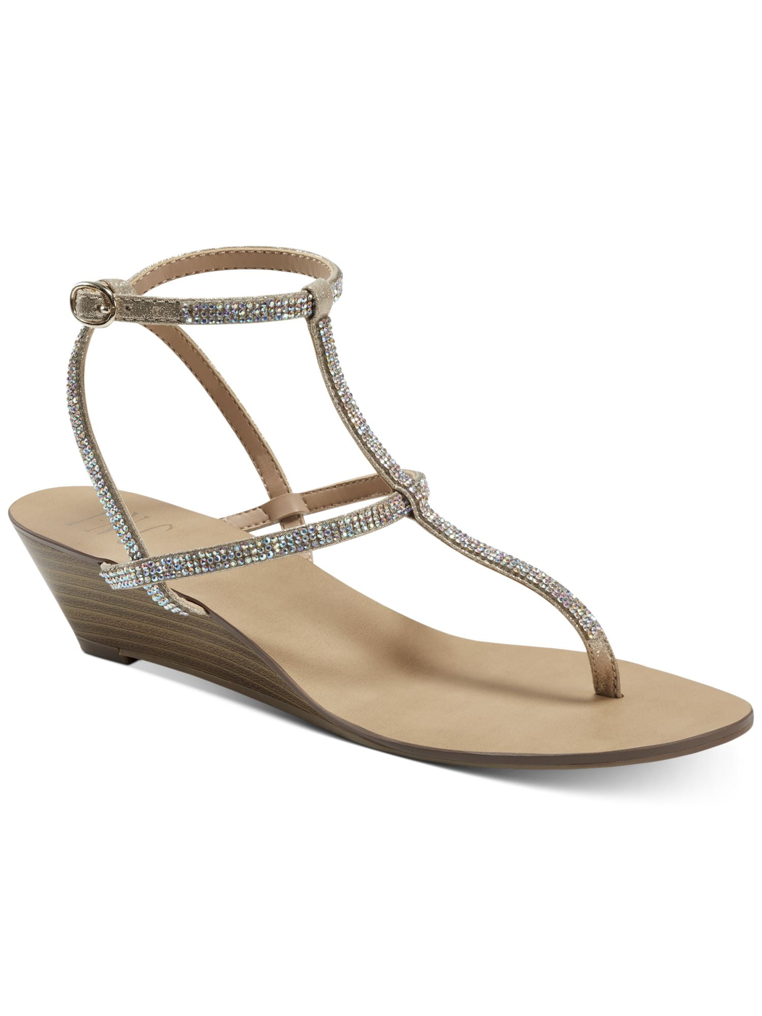 INC Womens Beige Rhinestone Flexible Sole Adjustable Madge Almond Toe ...