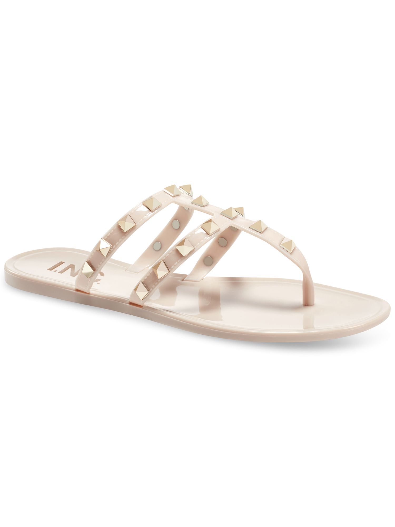 INC Womens Beige Studded Strappy Ellie Round Toe Slip On Thong Sandals ...