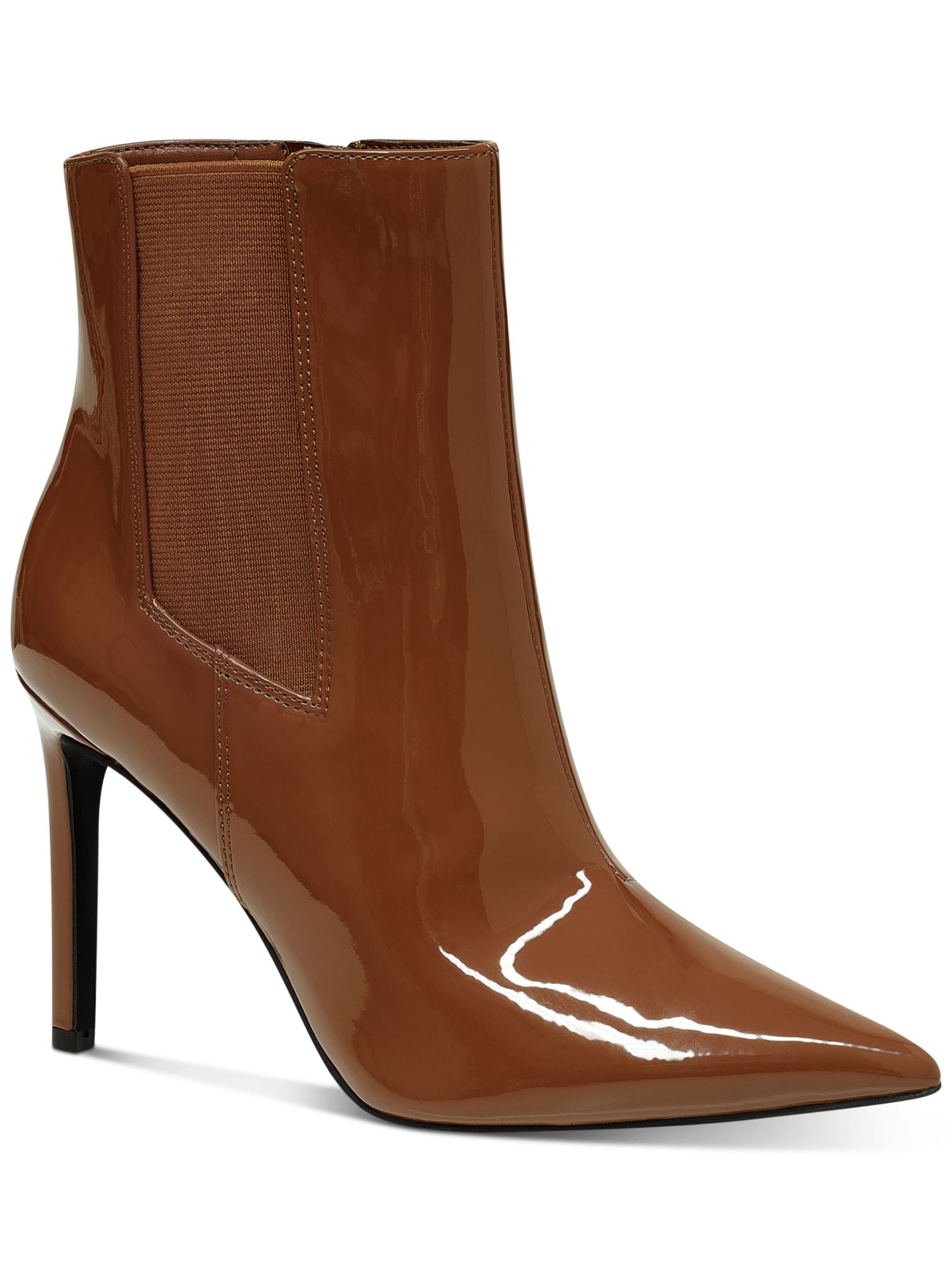 INC Womens Brown Patent Comfort Goring Katalina Pointy Toe Stiletto Zip ...